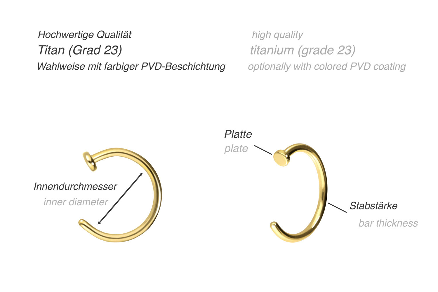 Titan Nasenring offen PLATTE | PIERCINGLINE
